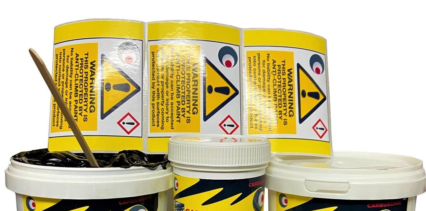 Anti Climb Paint Vandal Intruder Kit Slippery Black Security Paint ...