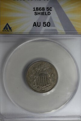 1868 .05 ANACS AU 50 SHIELD Shield Nickel, First Nickels | eBay