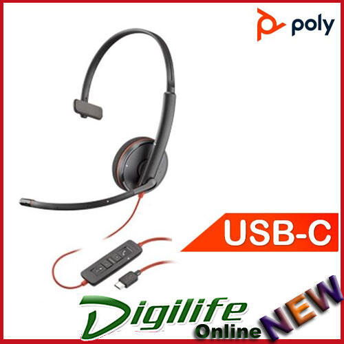 Plantronics/Poly Blackwire 3210 Headset, USB-C corded, Monaural, Noise ...