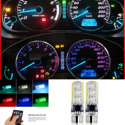 Multi-Color RGB LED Bulbs w/RF Remote Control For Car Parking Lights ...