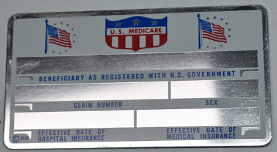 Vintage US Medicare Policy Information Engravable Metal Gold Tone Card ...