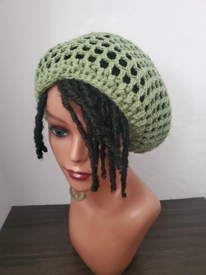 Crochet Flower Tam Slouch Hat With Drawstring Handmade One Size | eBay