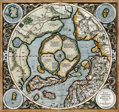 1595 Mercator Map of the North Pole Regions Wall Art Poster Flat Earth Print | eBay