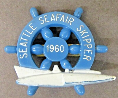 1960 SEATTLE SEAFAIR SKIPPER pinback button Hydroplane Boat racing w | eBay