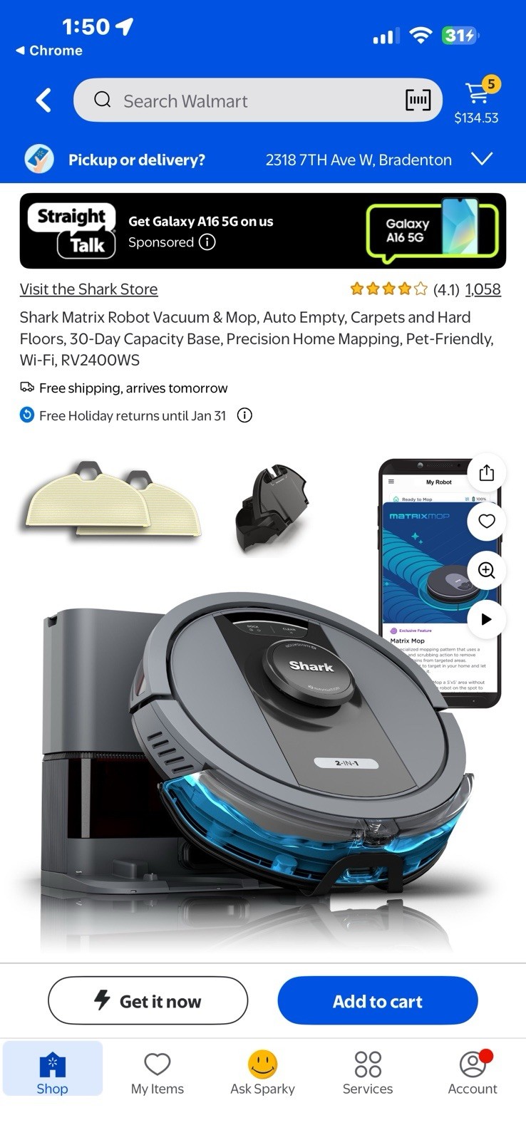 Shark Matrix 2-in-1 Self-Empty Robot Vacuum with Precision Grid and ...