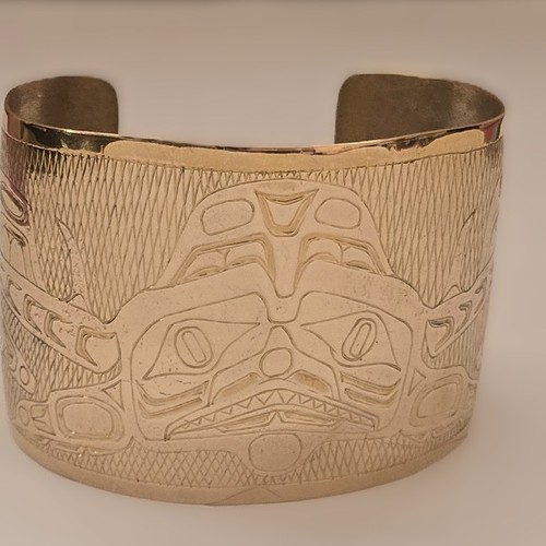 Vintage 1987 10-14kt Gold Cuff Bracelet Tlingit Artist Gene Chilton 2 ...