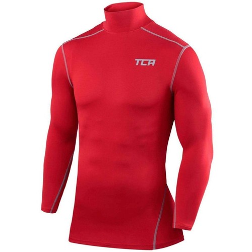 TCA Pro Performance Mock Mens Compression Top Red Long Sleeve Running ...