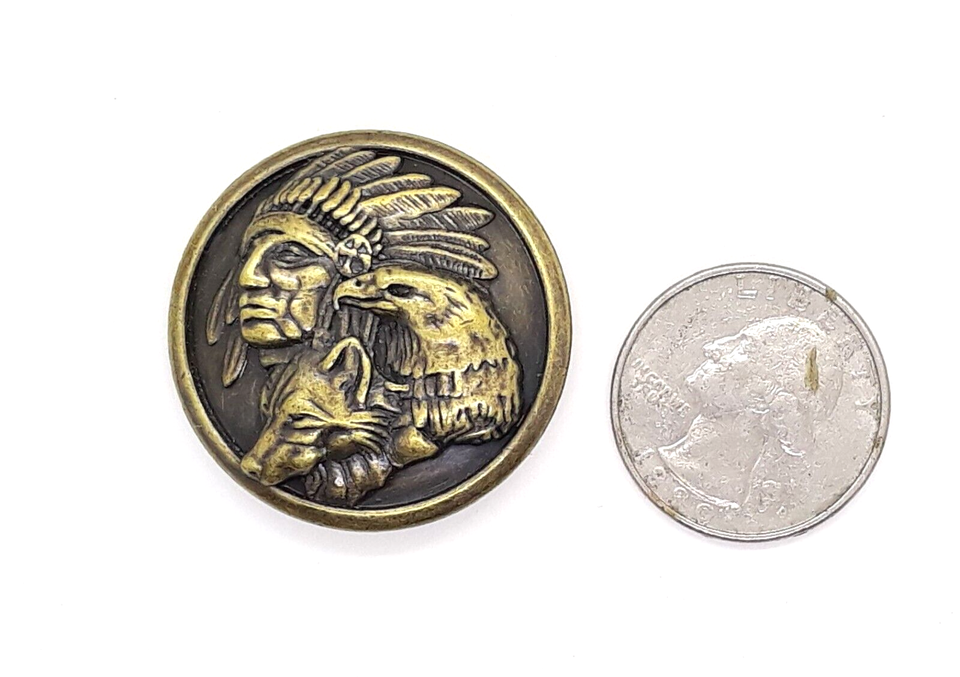 Chief With Eagle & Wolf Conchos 1 3/8" Five Count | eBay