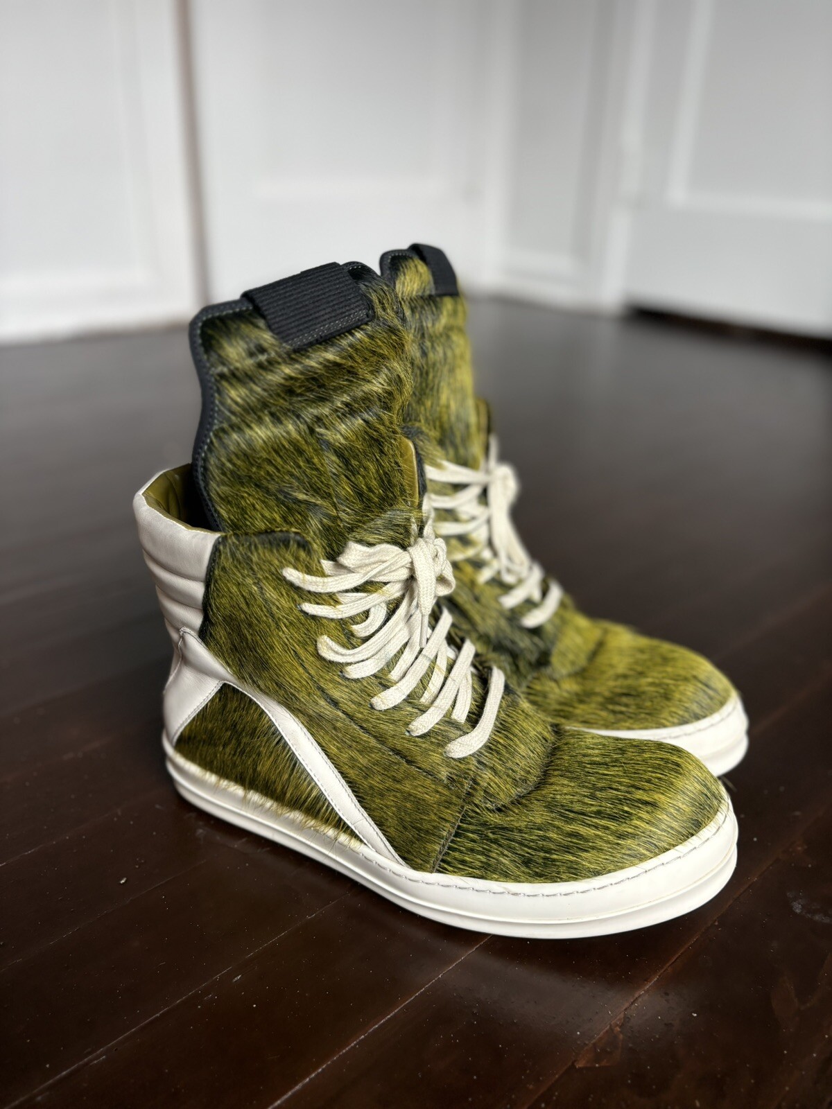 Rick Owens Green Fur Geobasket Size 9 | eBay