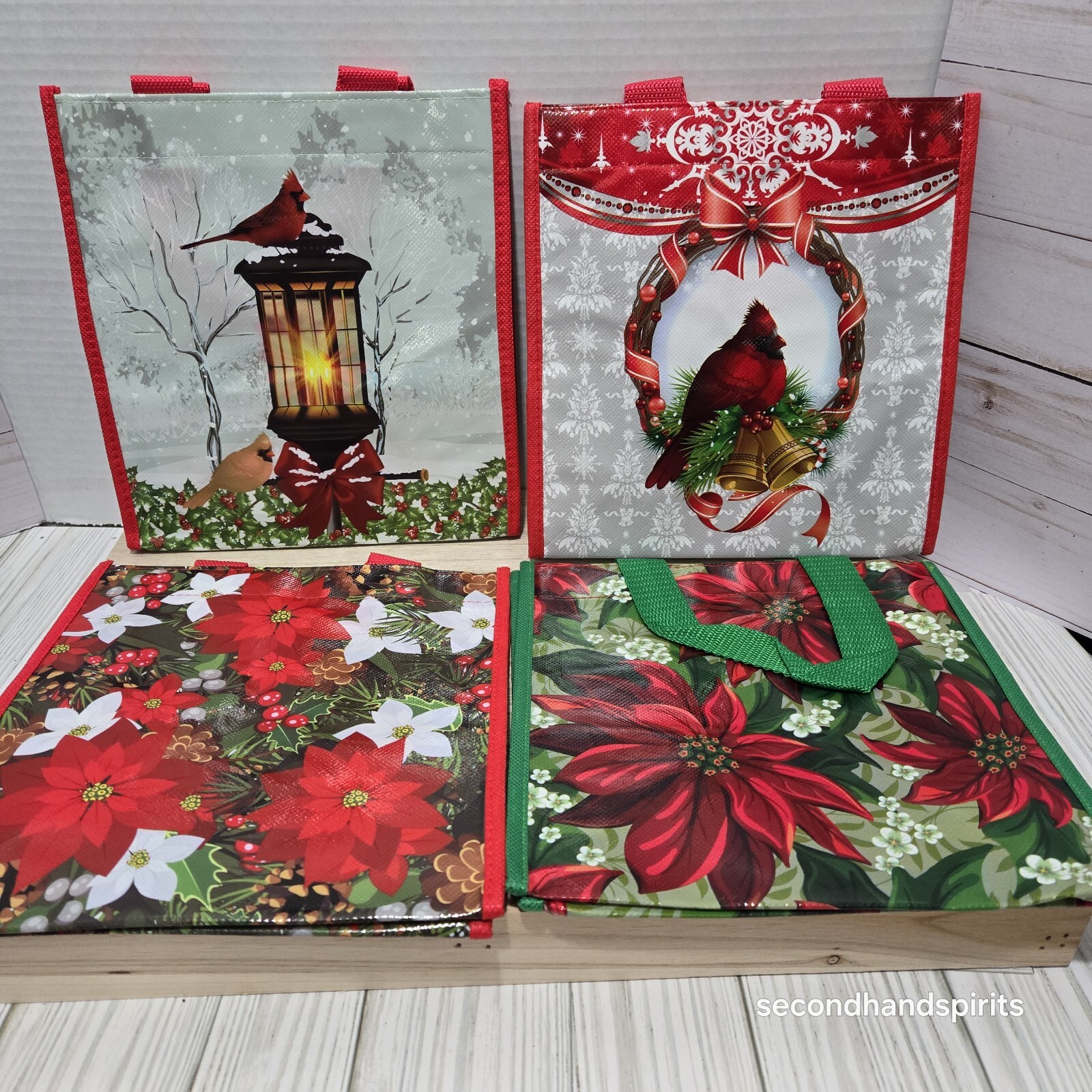 Set of 4 Lock-N-Lock Holiday Reusable Gift Poinsettias And Cardinals | eBay