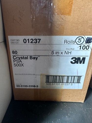 NEW 3M Crystal Bay PSA Disc Roll 5" X NH Grade 80; 01237; 100/ROLL | eBay