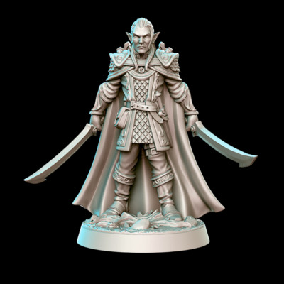 Drow Ranger Miniature - UNPAINTED Resin Drizzt Dark Elf Forgotten ...