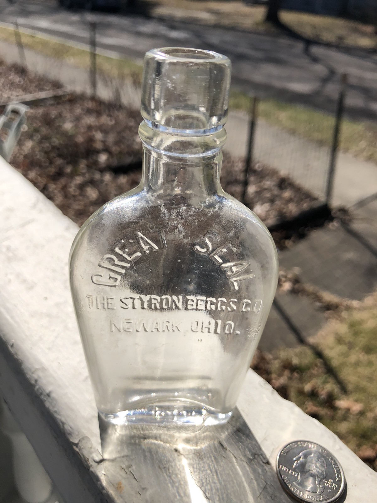 1/4 Pint Flask Emb.” GREAT SEAL” The Styron Beggs Co Newark Ohio | eBay