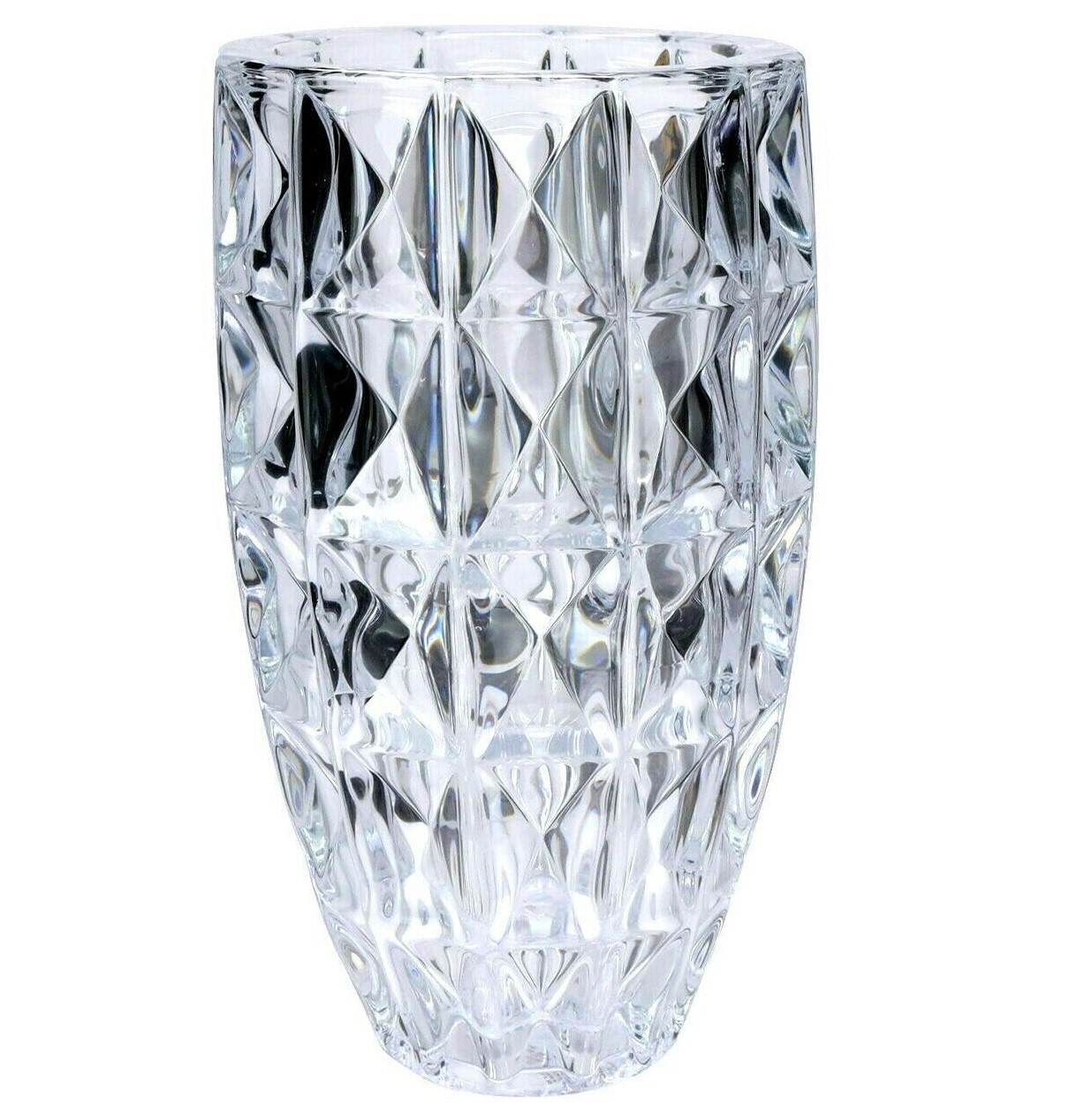 Large Glass Flower Vase Crystal Cut Retro Vintage 24cm Tall Heavy Clear ...