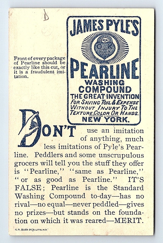 Pyle's Pearline Laundry Detergent 2 1/2" x 3" New York | eBay