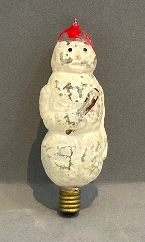 RARE ! Antique SNOWMAN w STICK German FIGURAL EXHAUST TIP Christmas ...
