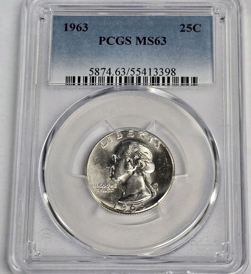 1963 Washington Silver Quarter MS63 PCGS U.S 25c Coin | eBay