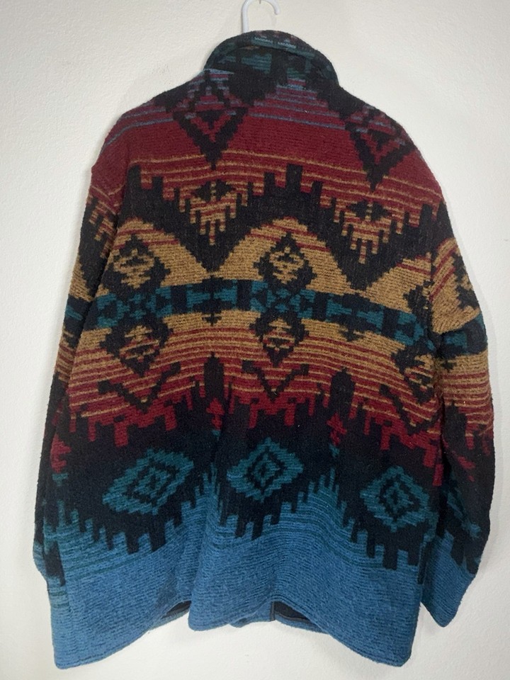 Woolrich Vintage Mens Aztec Wool Jacket Navajo Southwest Button Coat ...