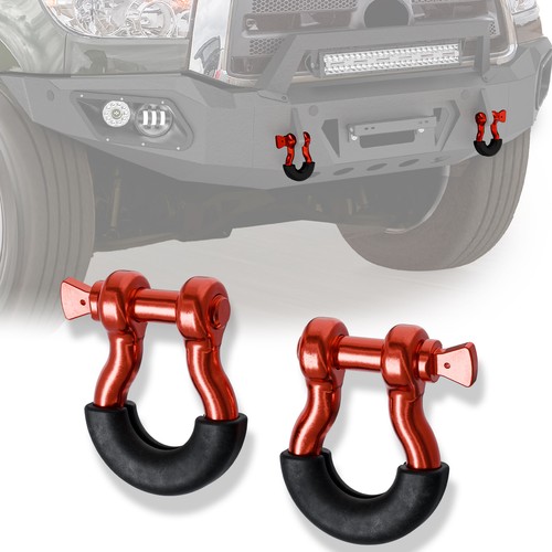 2PCS Universal 3/4" Red D-Ring Shackle 9500LBS Tow Hooks For Jeep ...