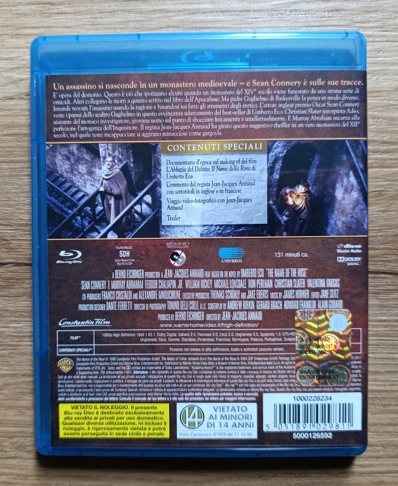 Il nome della rosa Blu ray Sean Connery *Fuori Catalogo* | eBay