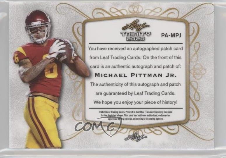 2020 Leaf Trinity Platinum Foil /50 Michael Pittman Jr RPA Rookie Patch ...