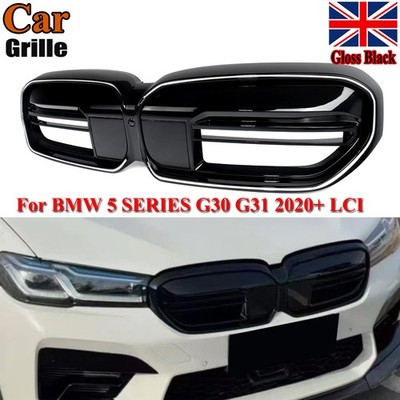 FRONT KIDNEY GRILLE M60-LOOK LED LIGHTS GLOSS BLACK FOR BMW 5 SERIES ...