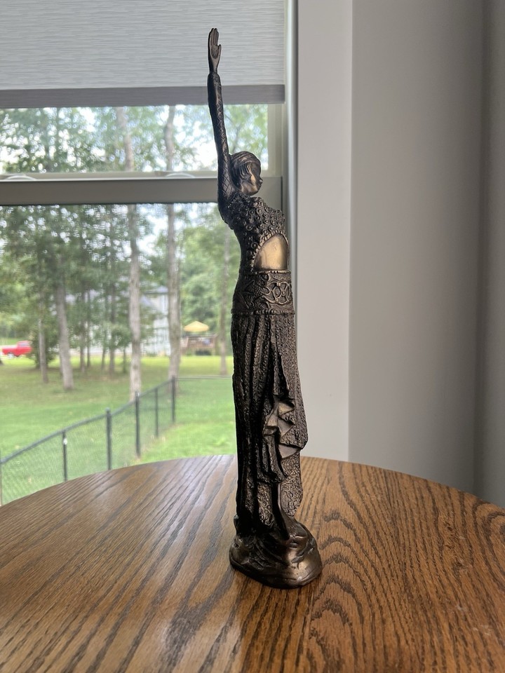 Statuesque and Graceful Bronze Art Deco Flapper Girl Dancer 17.5" Ht ...