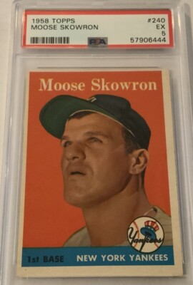 1958 Topps Baseball Moose Skowron Card #240 PSA 5 EX New York Yankees ...