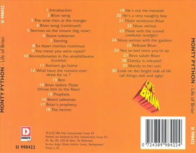 MONTY PYTHON MONTY PYTHON'S LIFE OF BRIAN NEW CD 724389984224| eBay