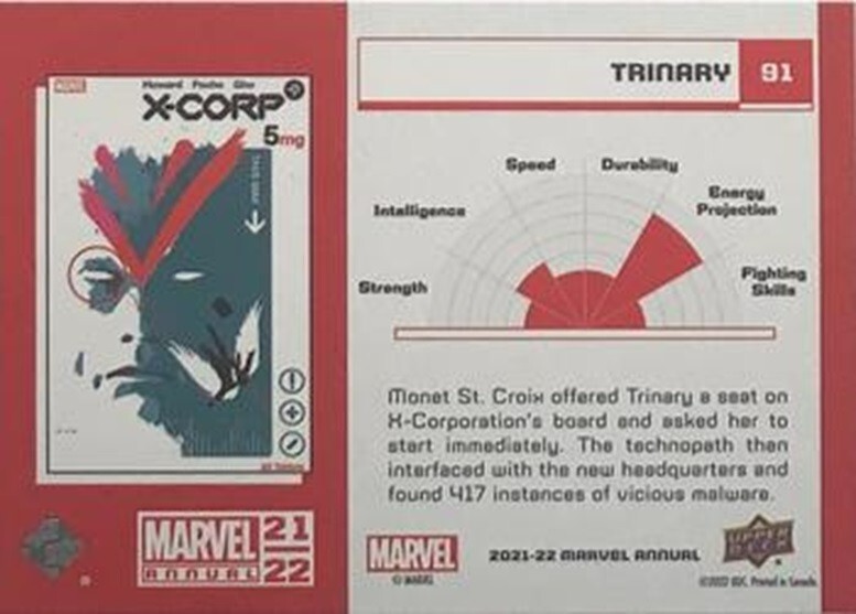 #91 - Trinary (2021-22 Upper Deck Marvel Annual) NEAR MINT NM+ Card - X ...