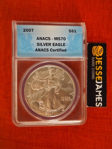 2007 $1 AMERICAN SILVER EAGLE ANACS MS70 BLUE LABEL | eBay