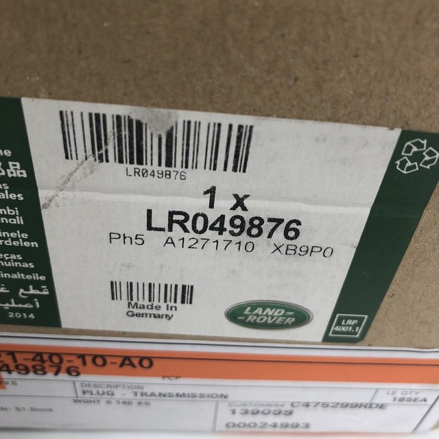 Land Rover RR Evoque Discovery Sport Transmission Plug Service Kit ...