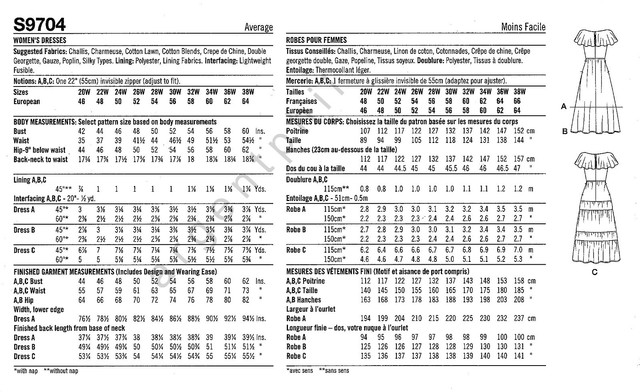 970420 Womens Flounce Dress Sizes 20W Thru 28W Uncut Simplicity Pattern ...