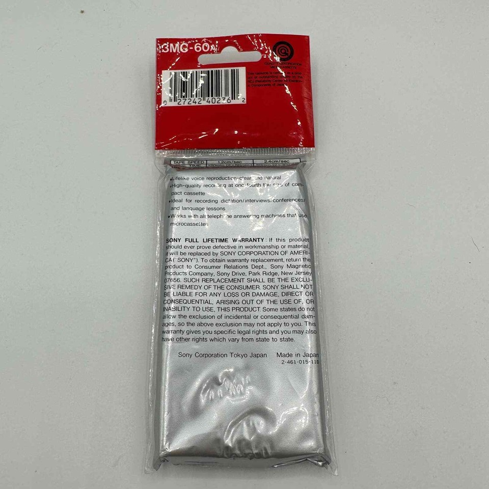 Sony Blank Audio MICROCASSETTE TAPES MC-60 60 Minutes 3 Pack NEW SEALED ...