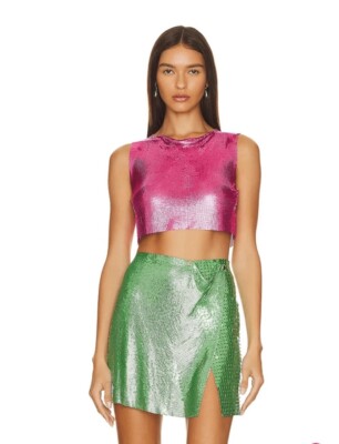8 Other Reasons Color Block Chainmail Set Pink & Green Top Skirt All ...