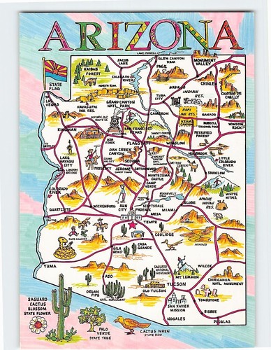 Postcard Map & Attractions Arizona USA | eBay