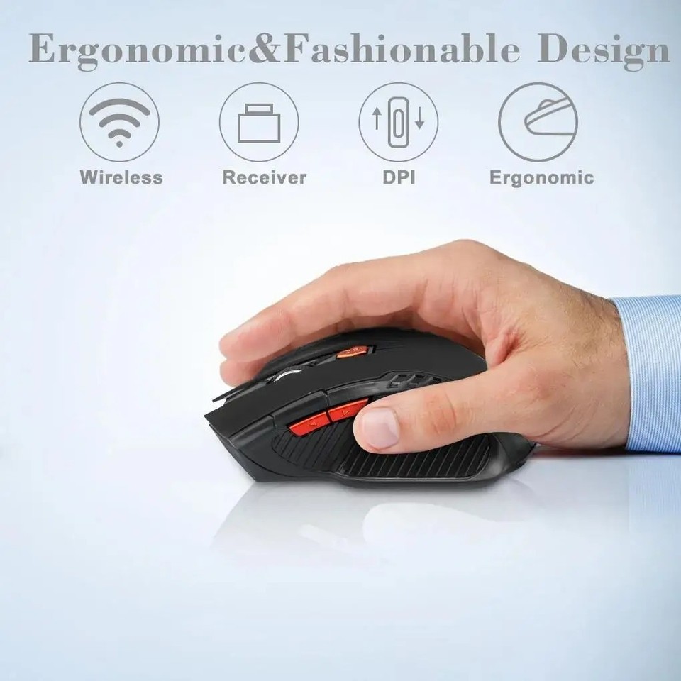 BLACK WIRELESS CORDLESS 2.4GHz MOUSE USB DONGLE OPTICAL SCROLL FOR PC ...