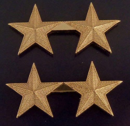 2 stars 1" CORRUGATED Gold Pair Collar Pins Rank Insignia police chief ...