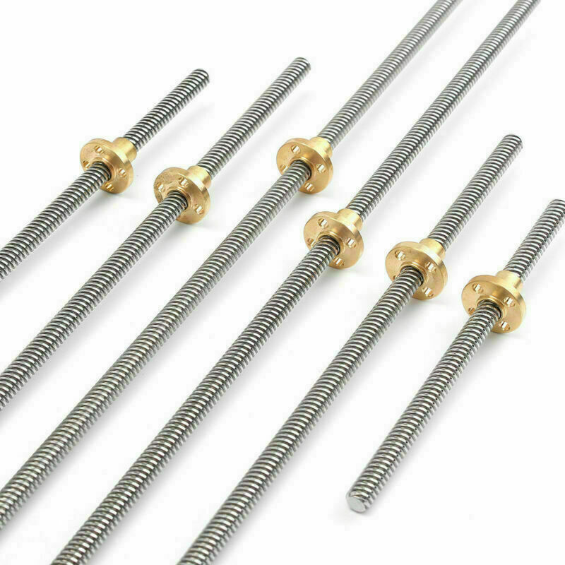 2/4X T8 Pitch 2mm Lead 8mm Trapezoidal Rod Lead Screw + Brass Nut 300 ...