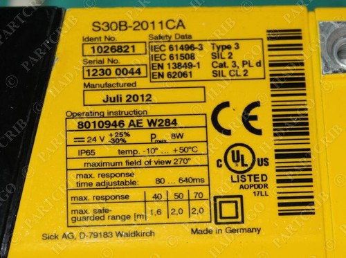 Sick, S30B-2011CA, 1026821, Advance Safety Zone Area Scanner NEW | eBay