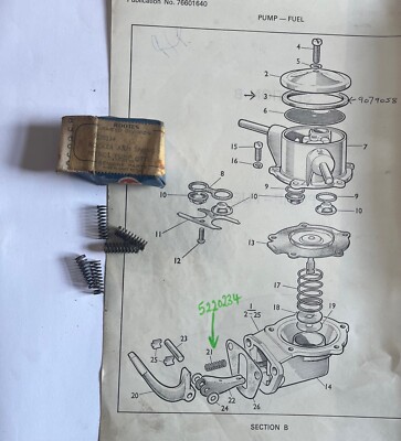 HILLMAN IMP FUEL PUMP ROCKER ARM SPRING , Part No. 5220234, New Old ...