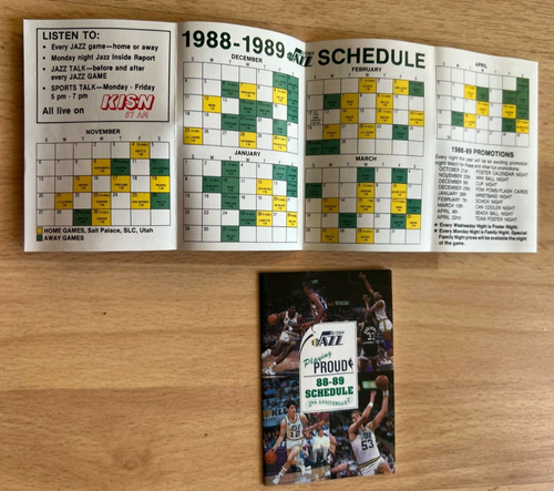 2 ~ ~ 1988-89 Utah Jazz Basketball Schedule ~ Malone ~ Stockton ...