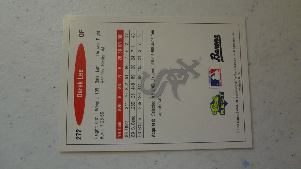 1991 CLASSIC # 272 DEREK LEE BASEBALL CARD | eBay