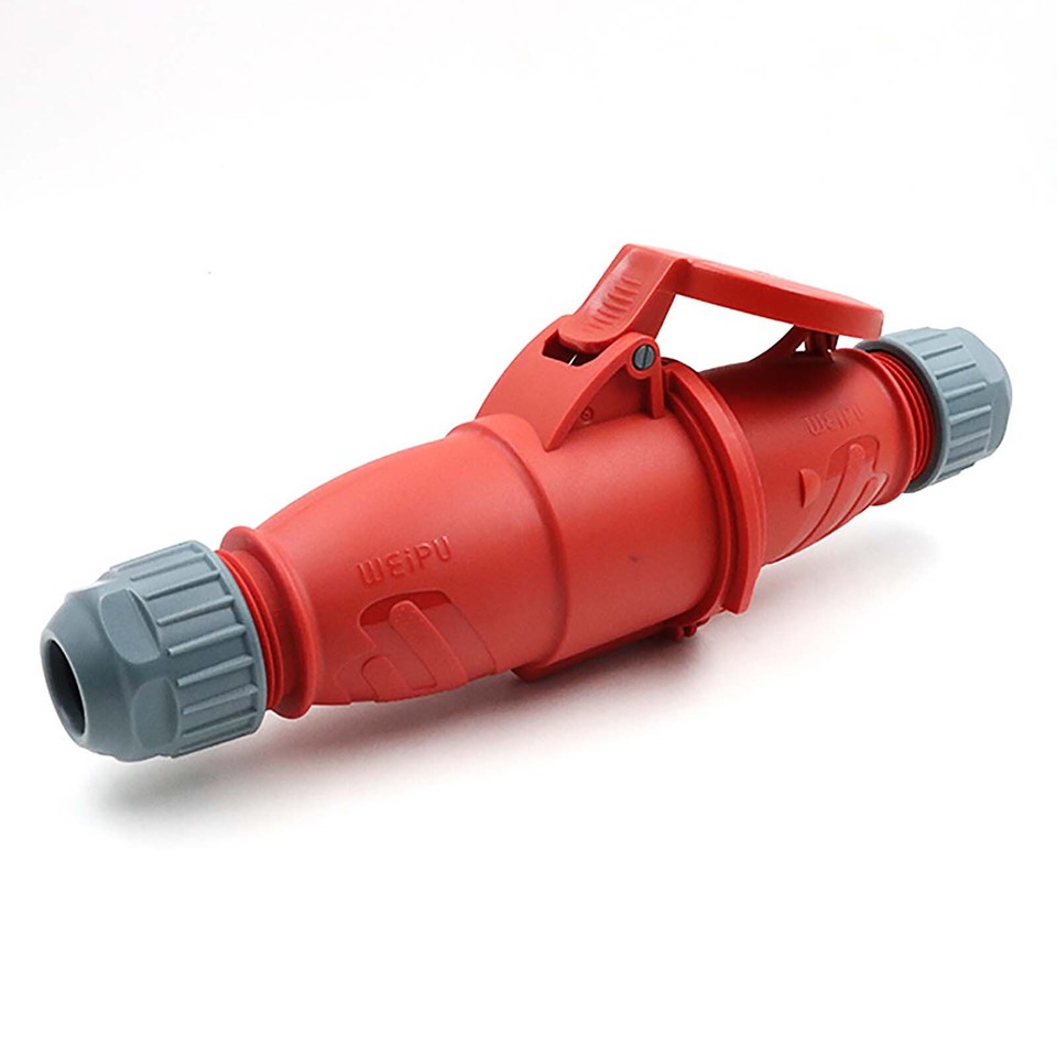 32A 5 PIN RED INDUSTRIAL PLUGS & SOCKETS 3 PHASE 3P+N+E IP44 MALE ...
