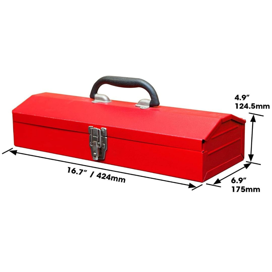 Small Red Heavy Duty Metal Tool Box Steel Storage Organizer Parts Tools ...