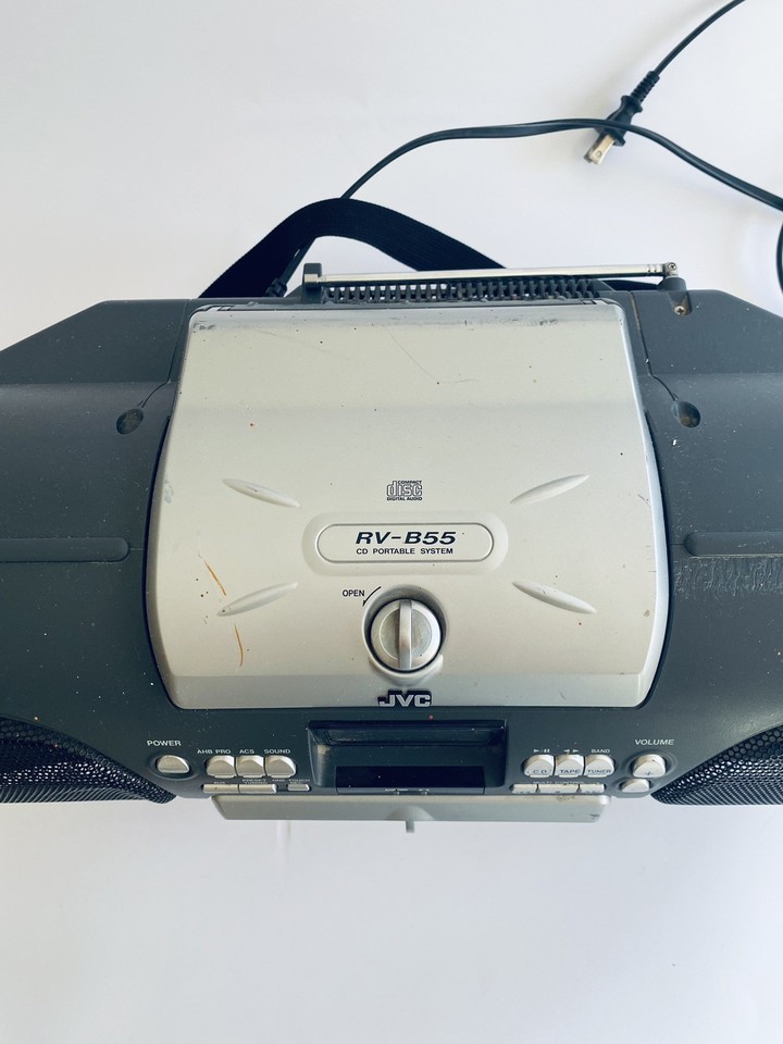 JVC RV-B55 Kaboom CD/Cassette AM/FM Aux Boombox EU Market w/ Shoulder ...