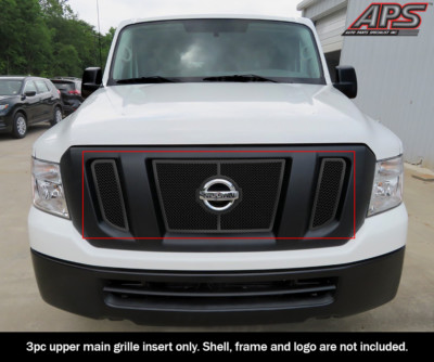 Fits 2012-2019 NISSAN NV 2500/3500 Upper Stainless Black Mesh grille ...