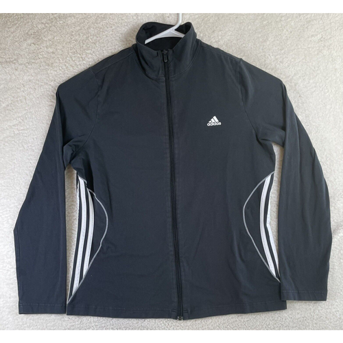 Adidas Performance Jacket Mens XL Full Zip Black 3 Stripe Long Sleeve ...