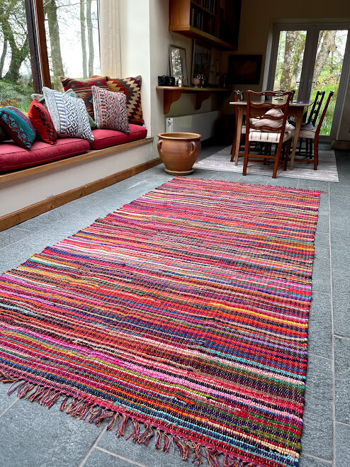 Rag Rug Festival Rugs Multicolour Rainbow Mat Cotton Hand Made ...