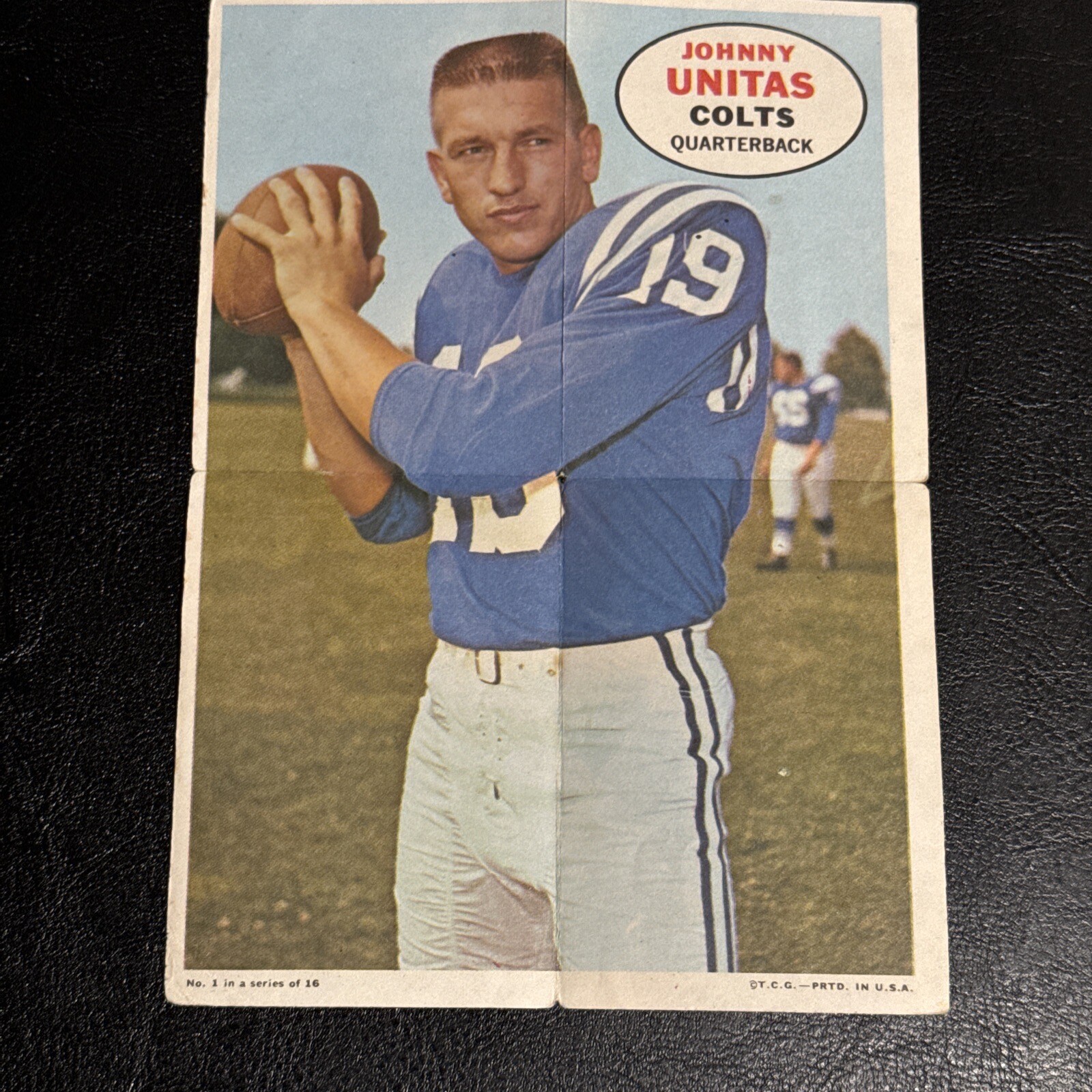 1968 Topps Football Poster Pinup Insert #1 Johnny Unitas Baltimore ...